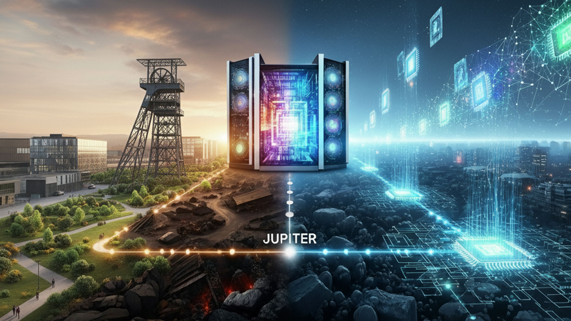 Der Supercomputer Jupiter unter Strom und am Netz